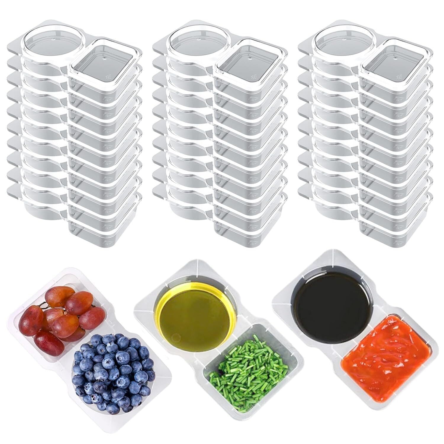 Double Compartment Condiment Container, 2025 Upgarde Reusable Grab And ...