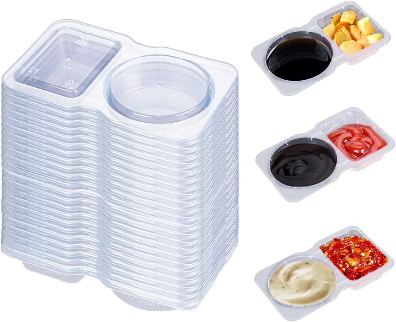 Double Compartment Condiment Container, 2025 Upgrade Reusable Grab And ...