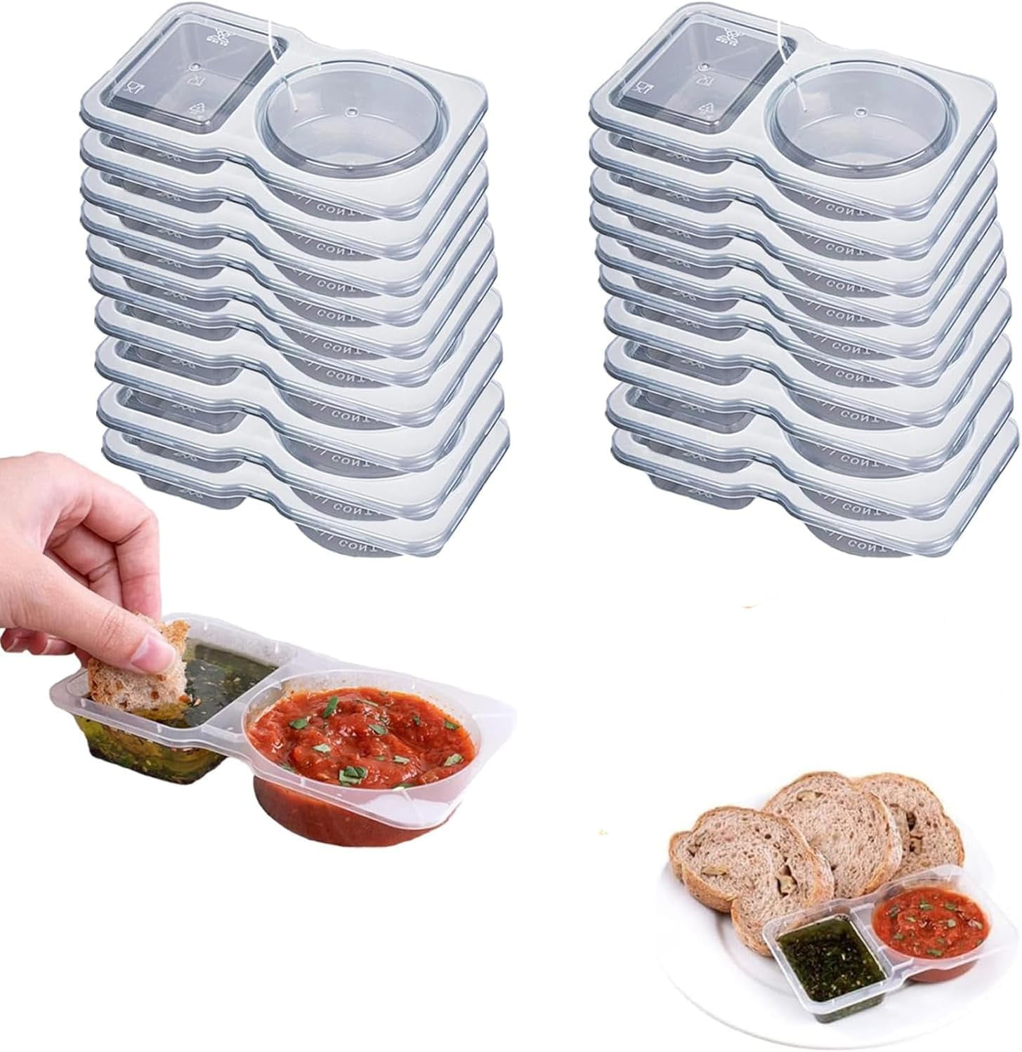 Double Compartment Condiment Container, Condiment Containers With Lids ...