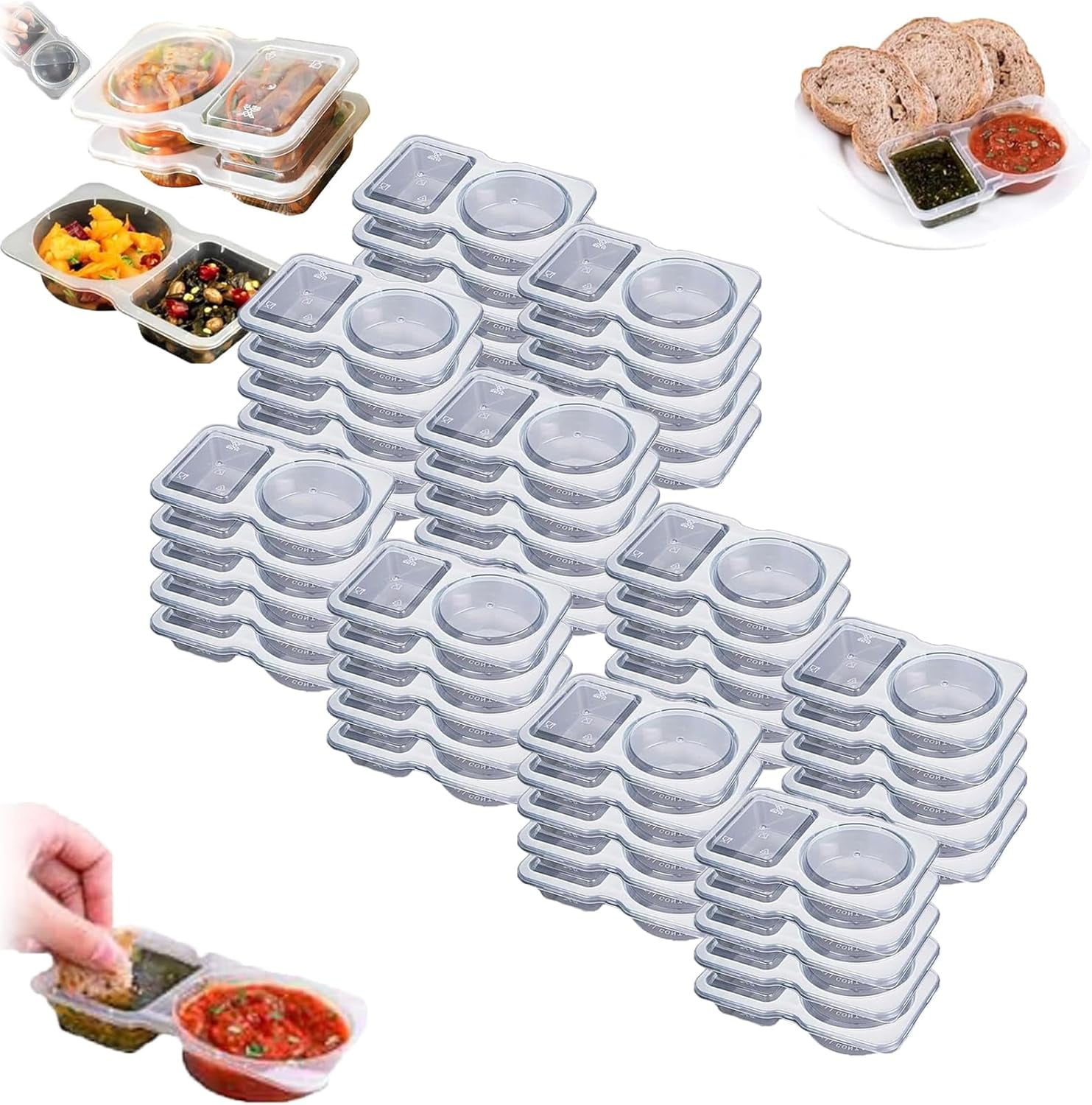 Double Compartment Condiment Container, Disposable Condiment Container ...