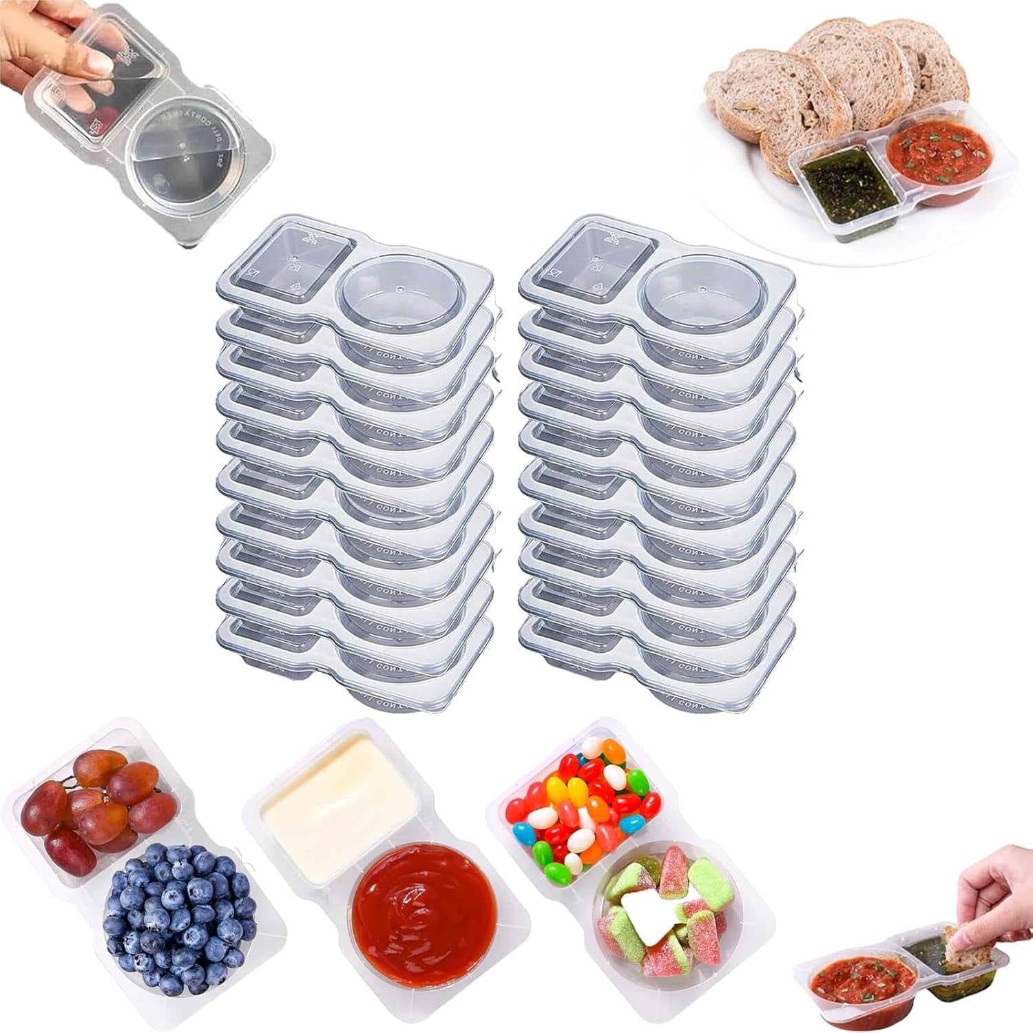 Double Compartment Condiment Container, Grab And Go Snack Containers ...