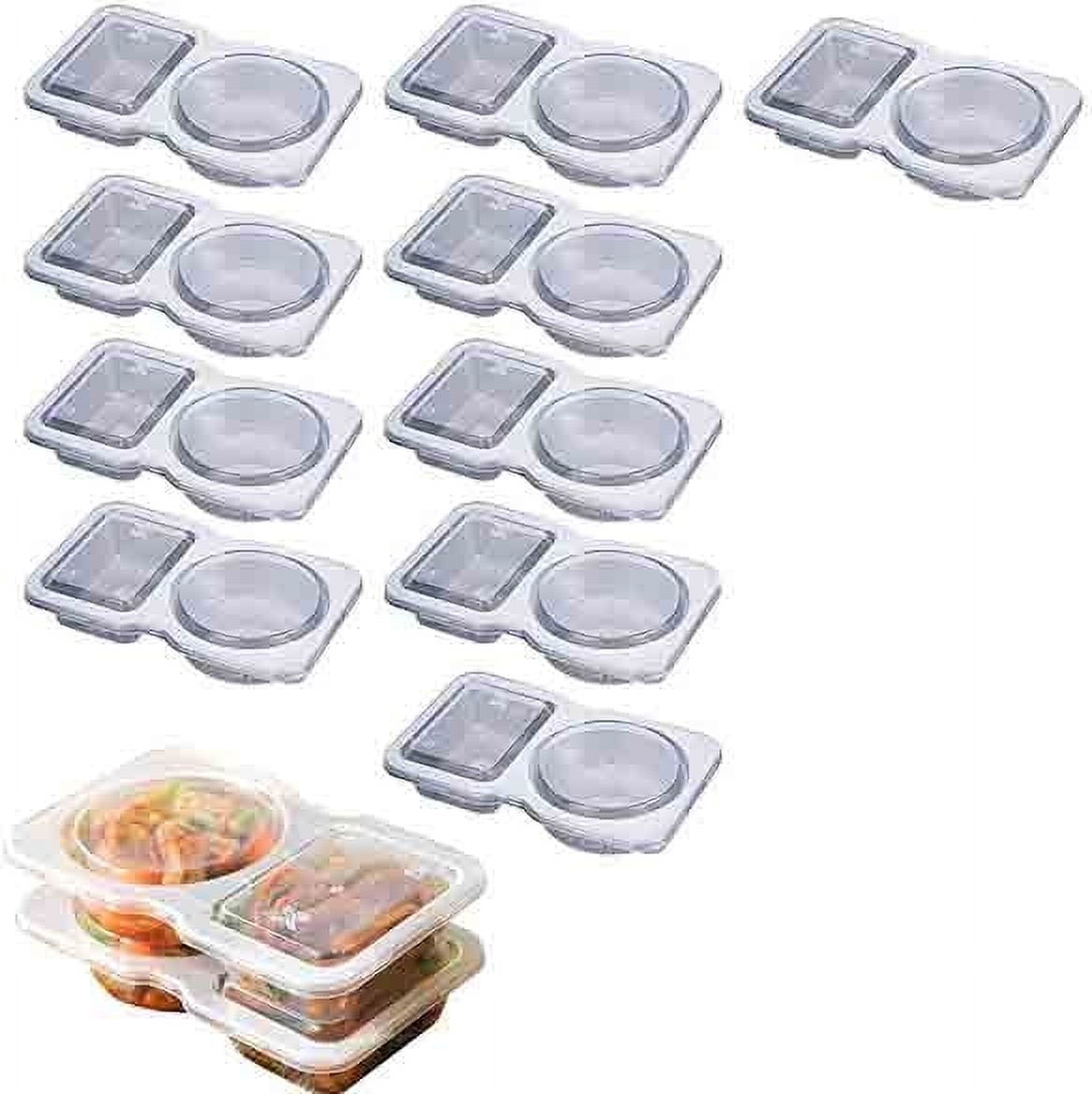 Double Compartment Condiment Container with Lids, 2-Compartment Snack ...