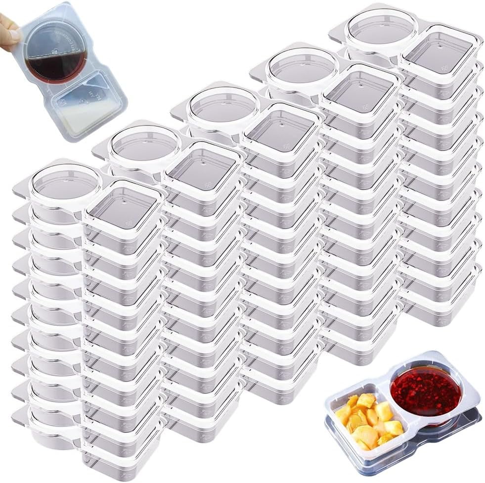 Double Compartment Condiment Container with Lids,Snack Pack Containers ...