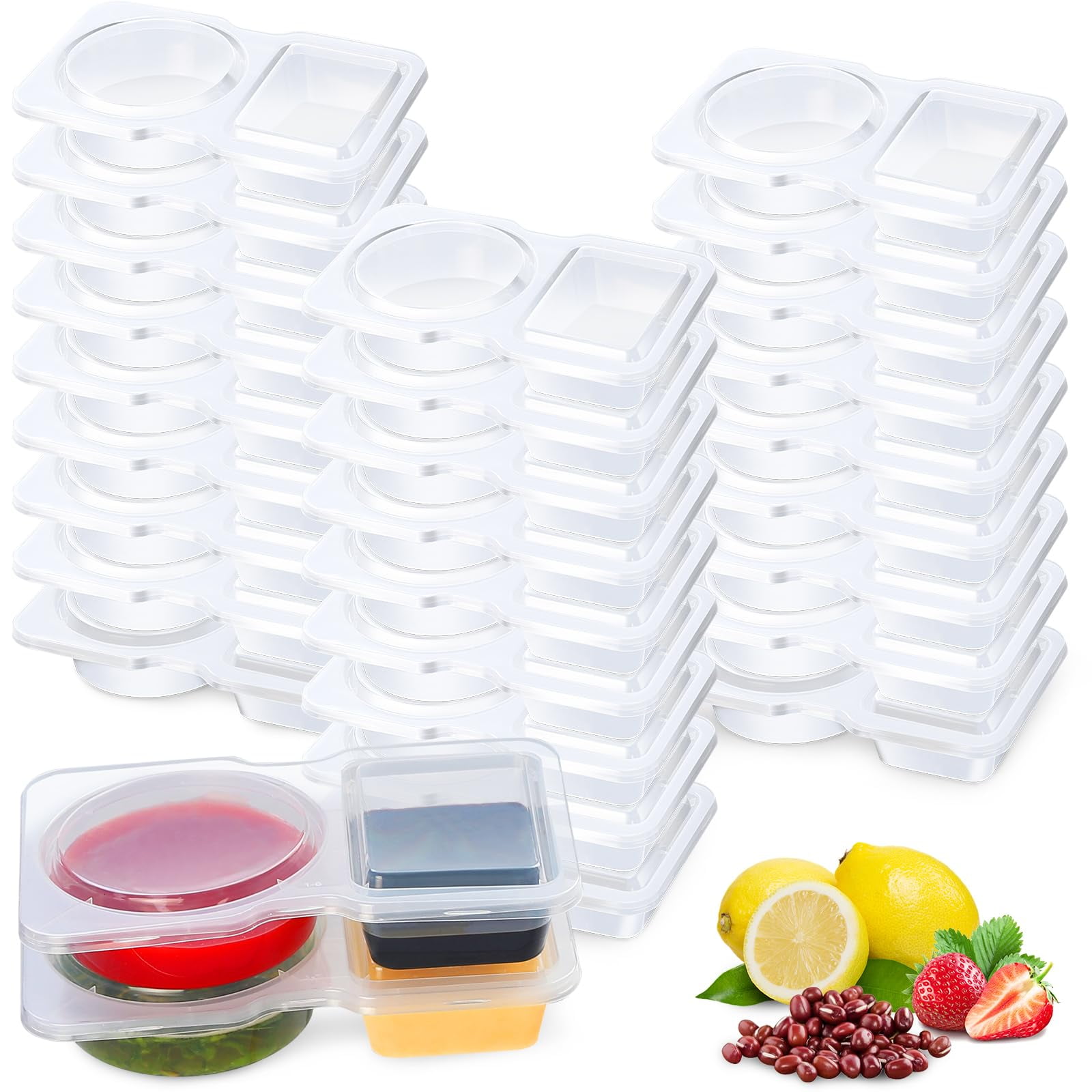 Double Compartment Condiment Container,Premium Reusable Snack ...