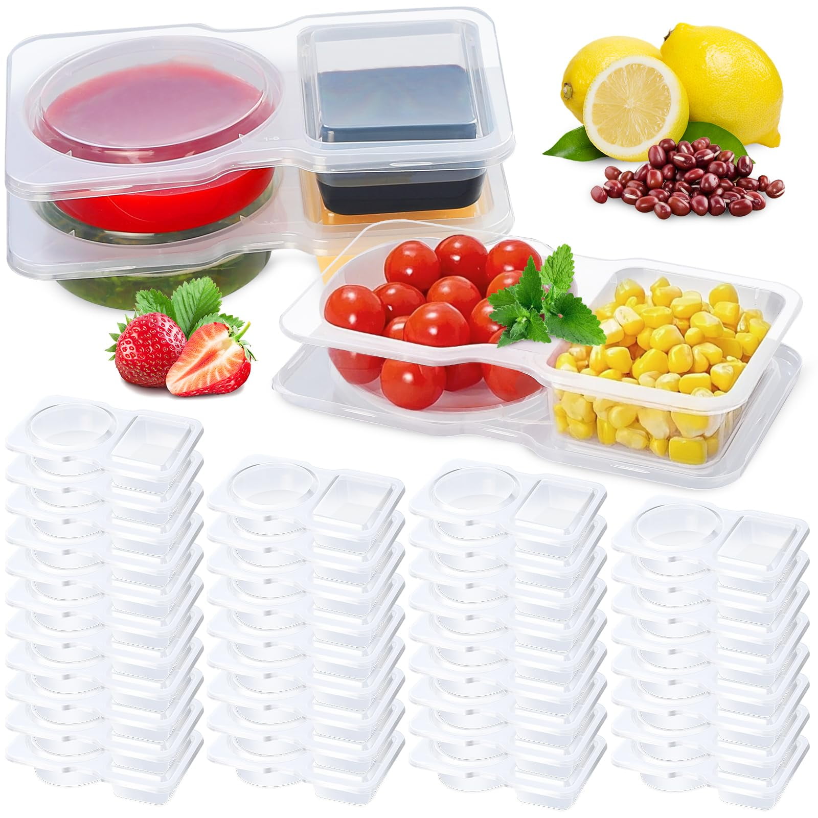 Double Compartment Condiment Container,Premium Reusable Snack ...