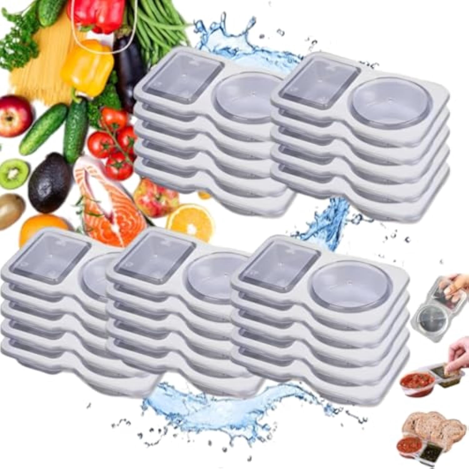 Double Compartment Condiment Container,Reusable Snack Container,Munch ...