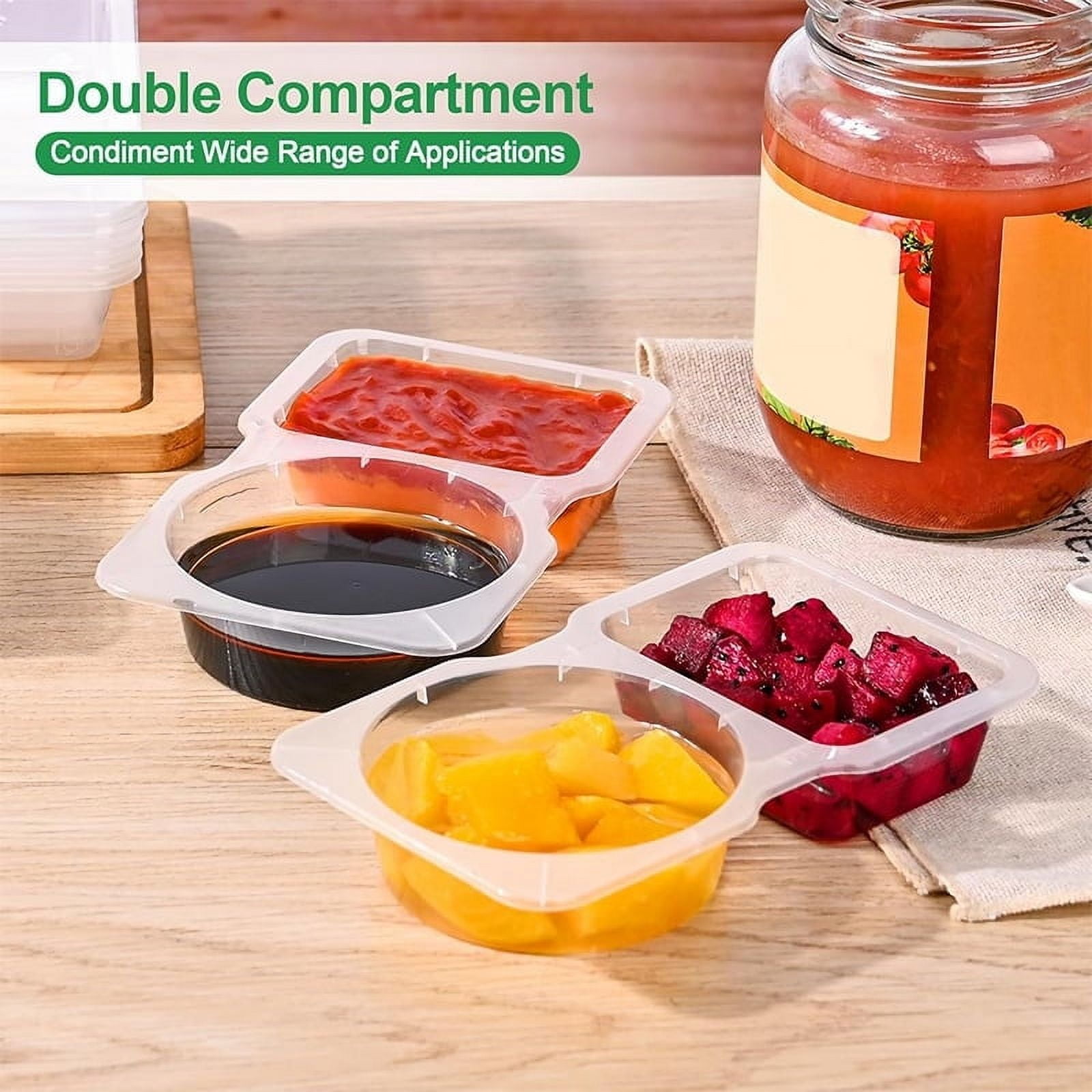 Double Compartment Condiment Container Snack Pack Containers Double ...