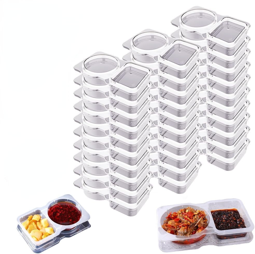 Double Compartment Condiment Containers, 2025 New Reusable Snack ...
