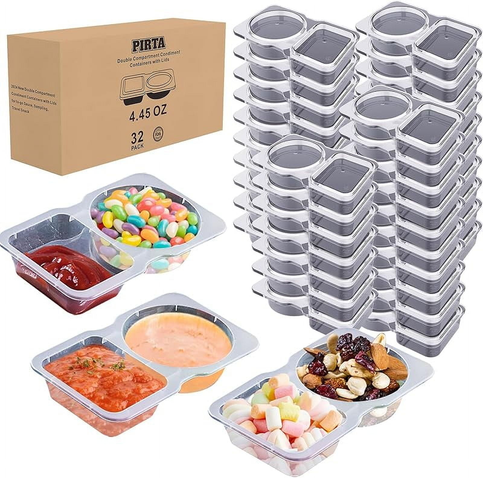 Double Compartment Condiment Containers with Lids,[16 PCS]2025 New ...