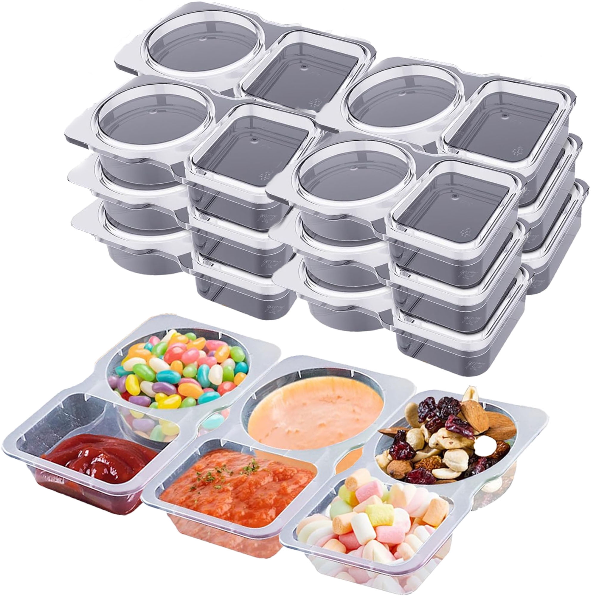 Double Compartment Condiment Containers with Lids, 2024 New Disposable ...