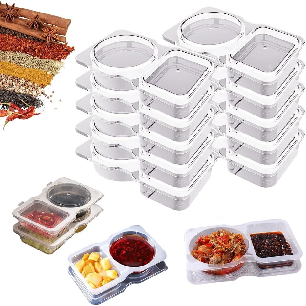 Double Compartment Condiment Containers with Lids, 2025 New 2 ...
