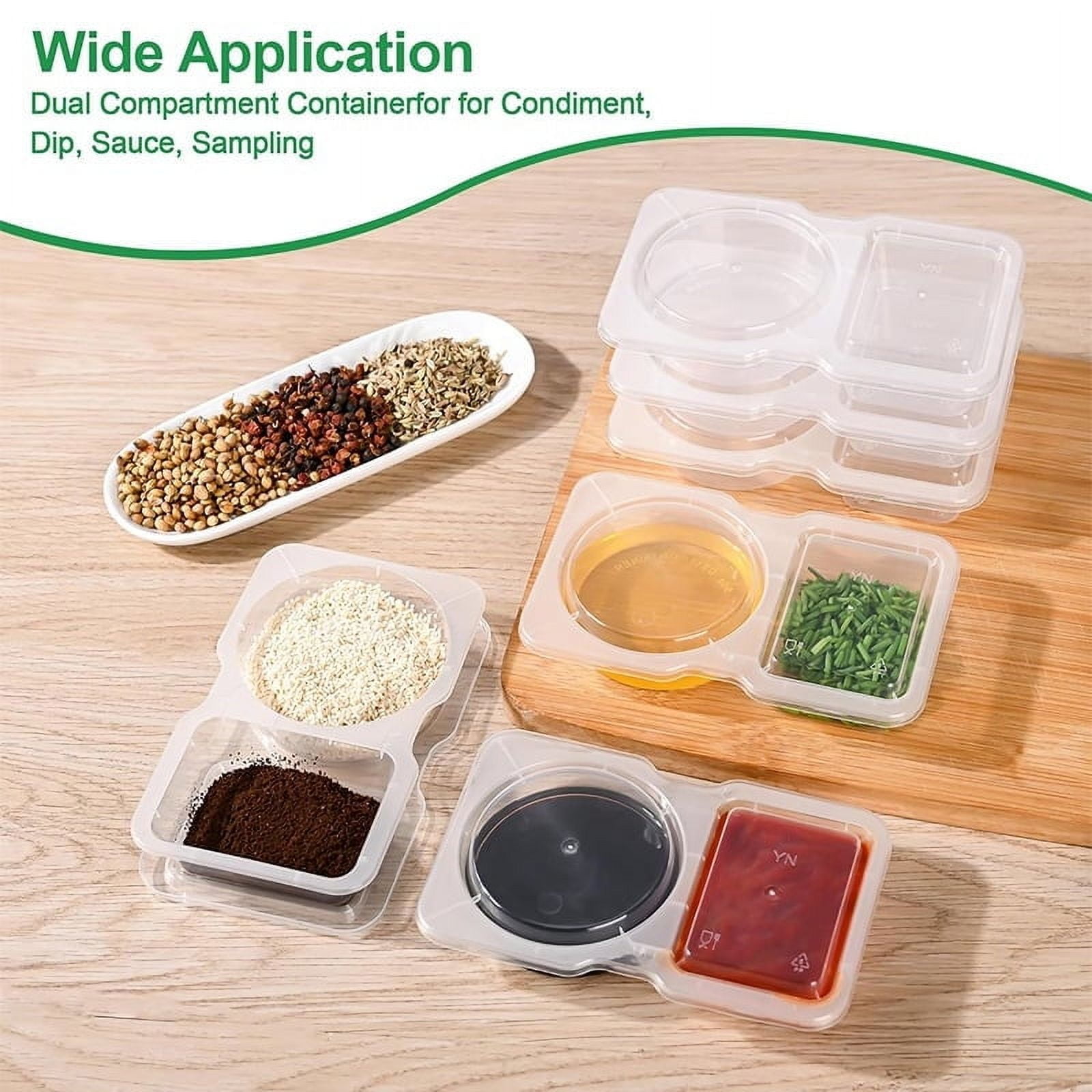 Double Compartment Condiment Containers with Lids, 2025 New Disposable ...