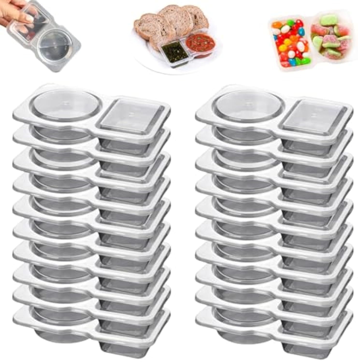 Double Compartment Condiment Containers with Lids, 2025 New Reusable ...