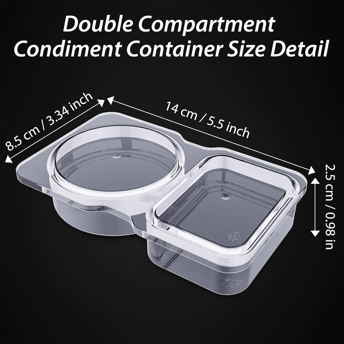 Double Compartment Condiment Containers with Lids, Disposable 2 ...