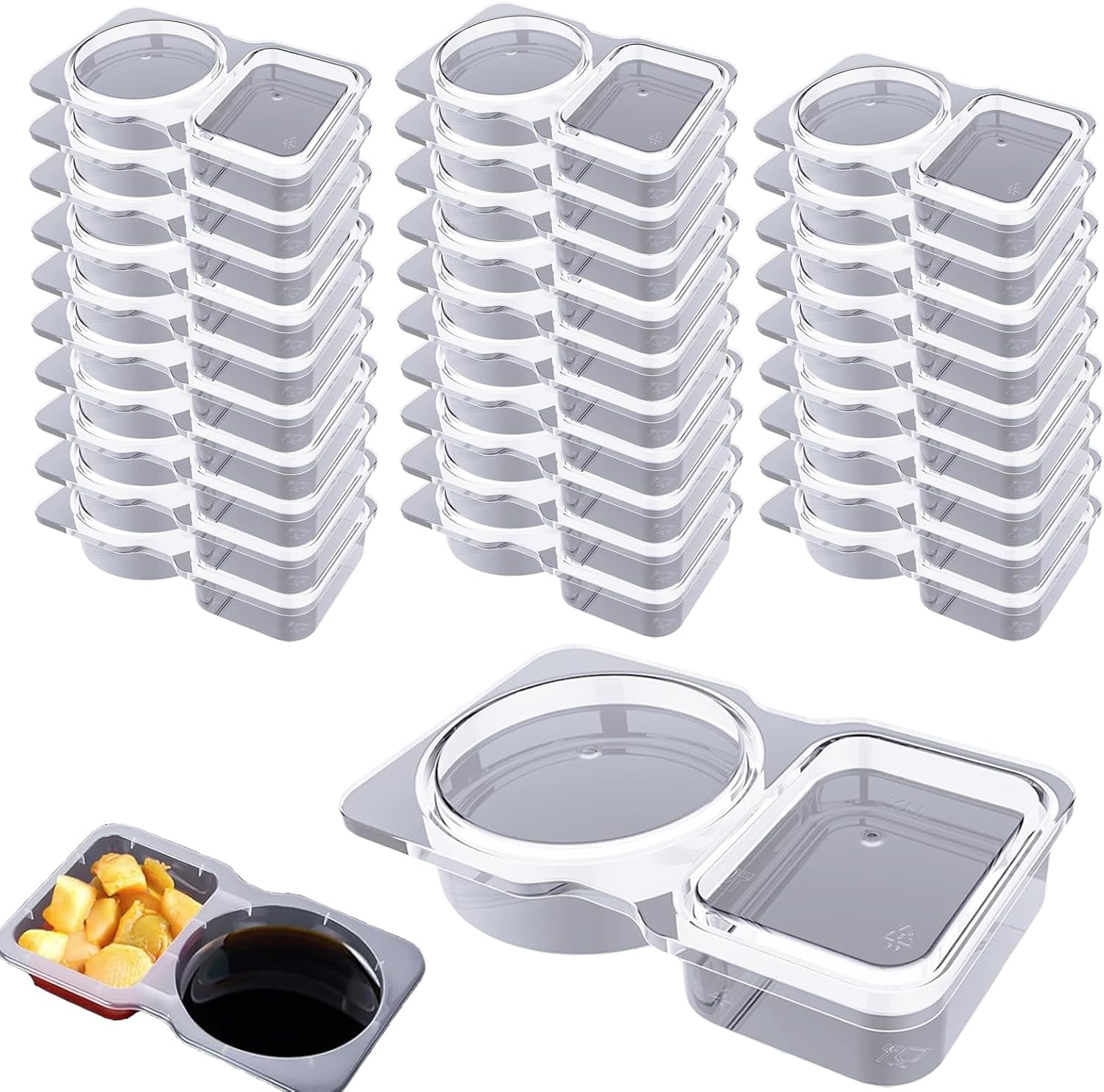 Double Compartment Condiment Containers with Lids, Newly Upgraded ...