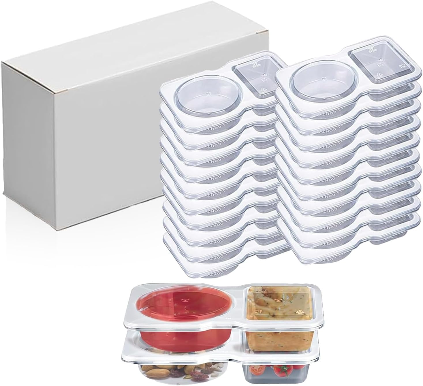 Double Compartment Condiment Containers with Lids Portable Reusable ...