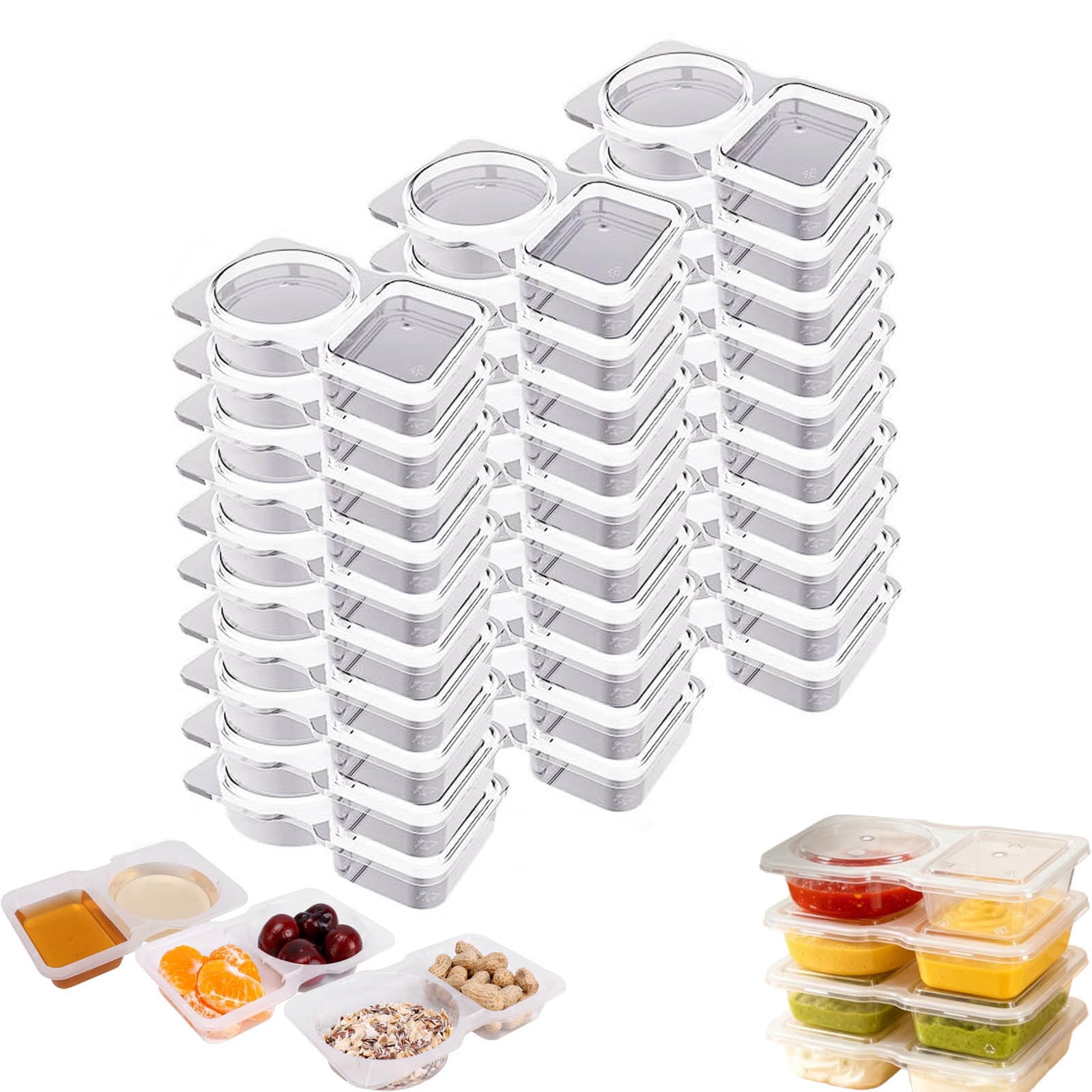 Double Compartment Condiment,Portable Reusable Snack Containers, Safe ...