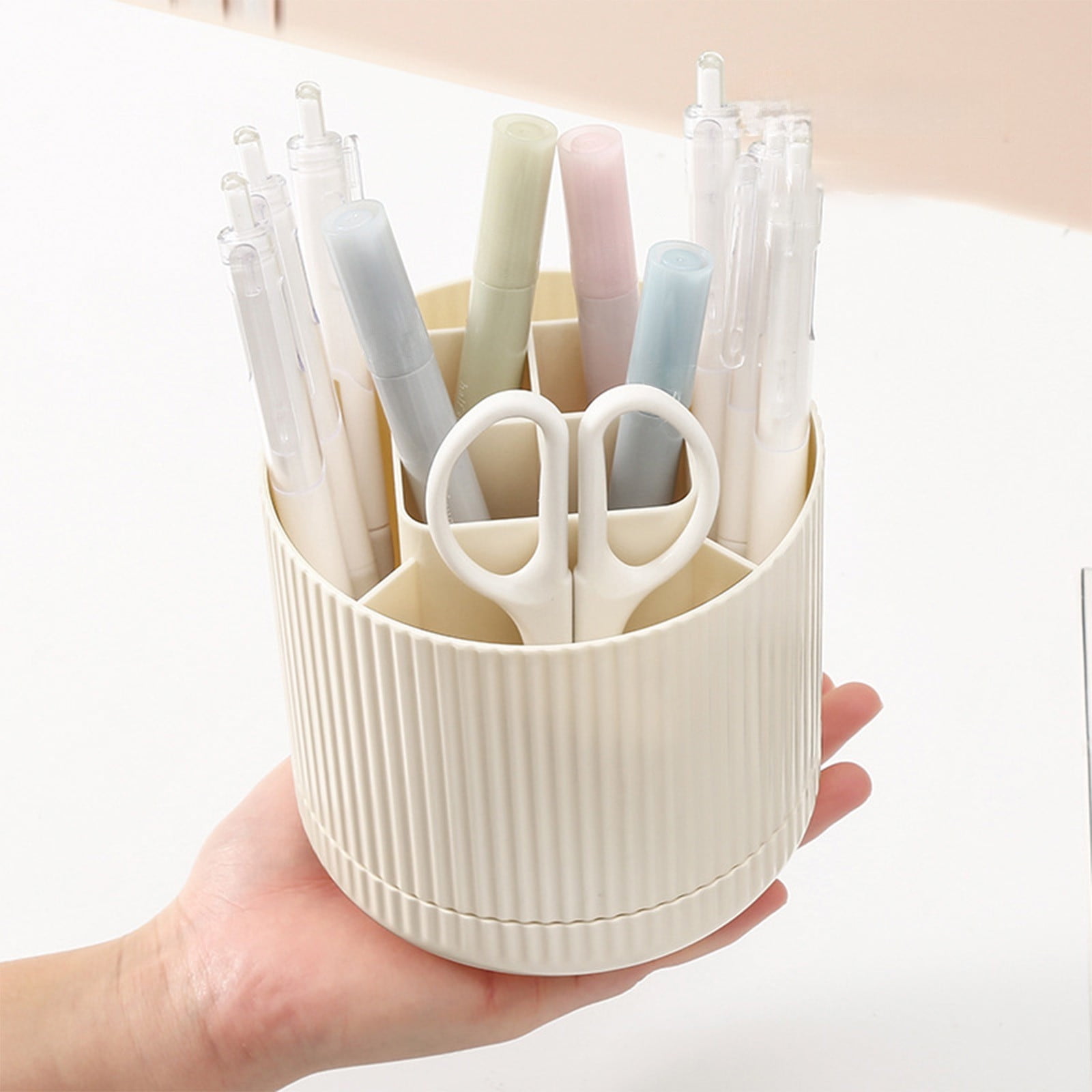 Double Compartment Pen Container, High Capacity Desk Organizer, Cute ...