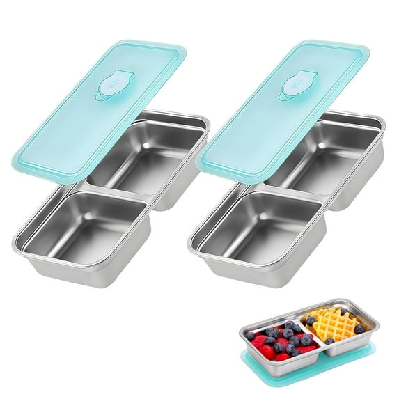 Double Compartment Snack Box Stainless Steel, Leakproof Containers for ...