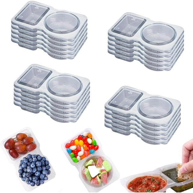 Double Compartment Snack Containers, Condiment Containers With Lids ...