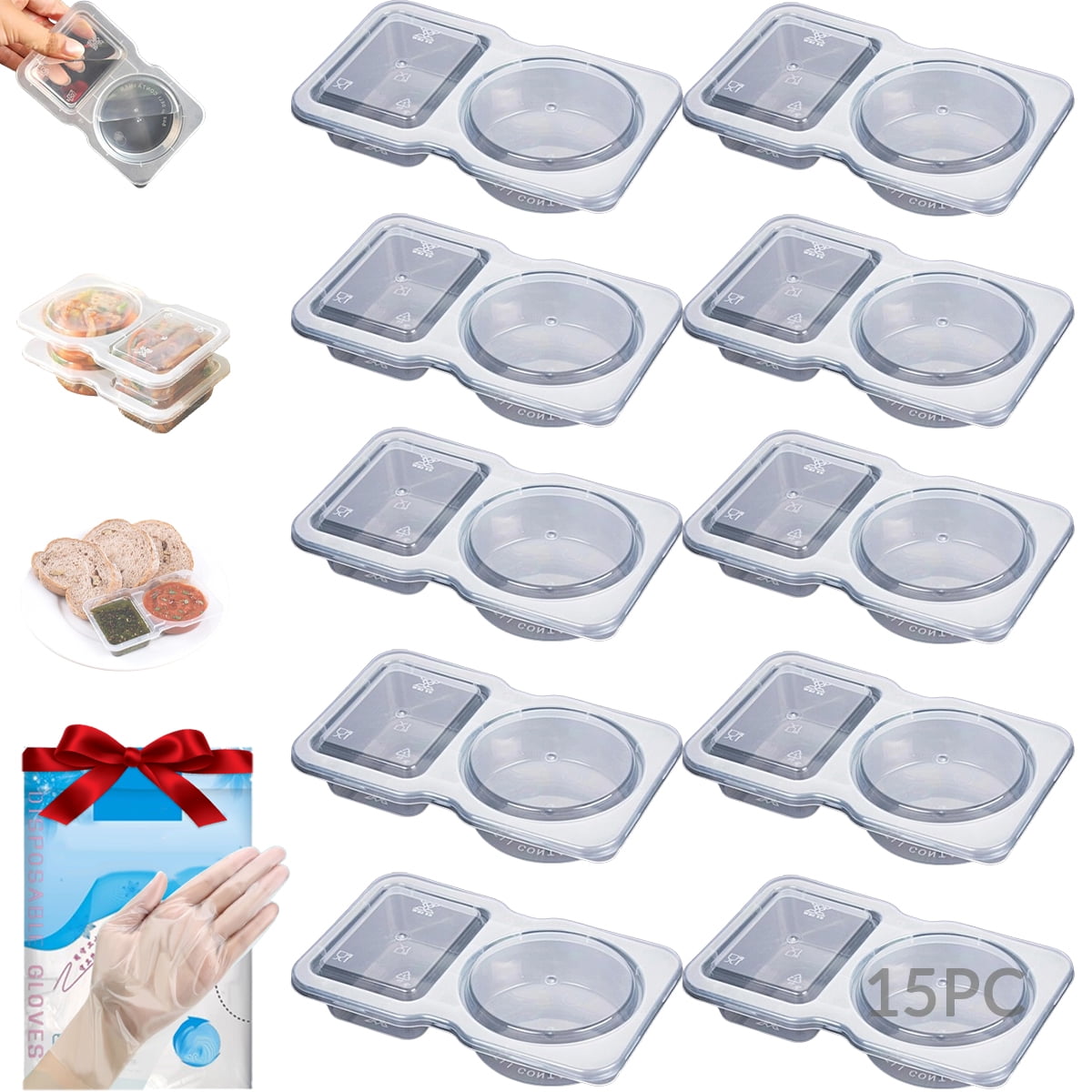Double Compartment Snack Containers,Double Compartment Condiment ...