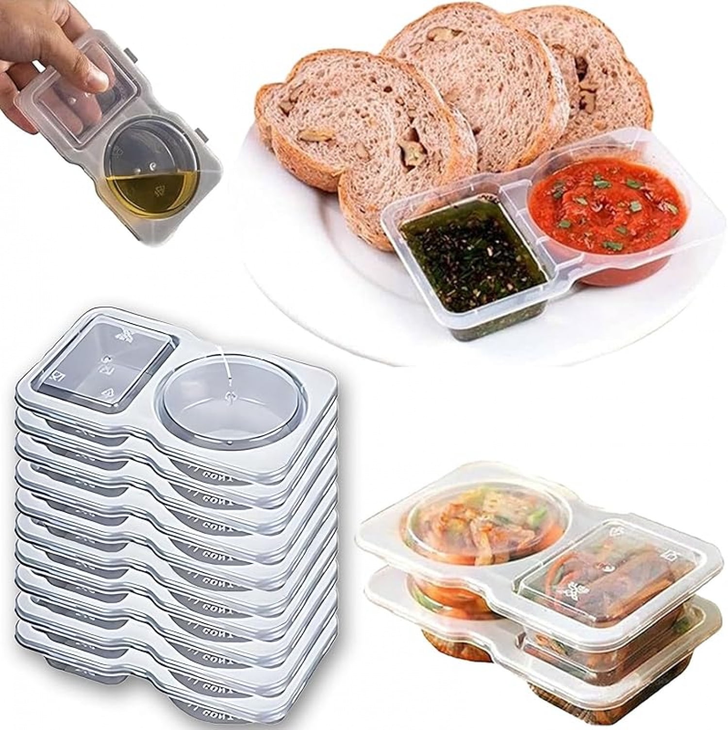 Double Compartment Snack Containers, Reusable Snack Packs 2 ...