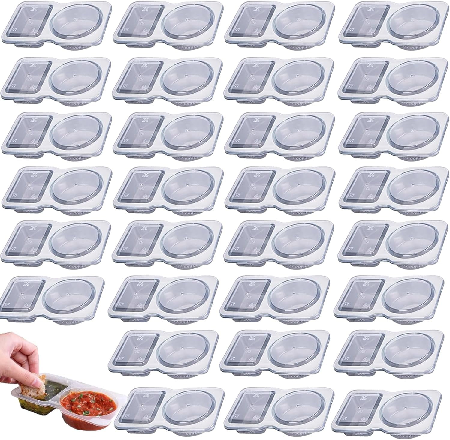 Double Compartment Snack Containers, Snack Containers with , Clear and ...