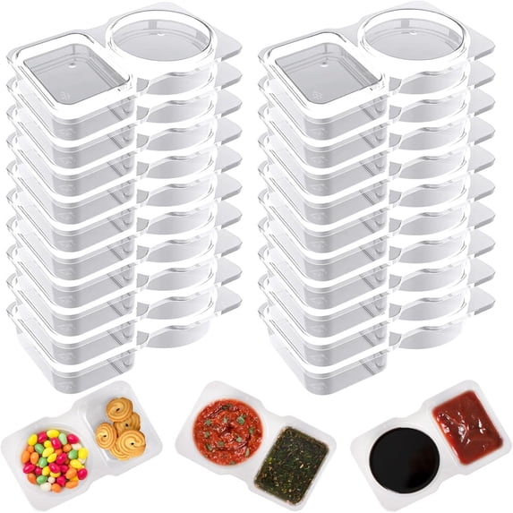 Double Compartment Snack Cups with Lids, 40 Pack Reusable Condiment ...