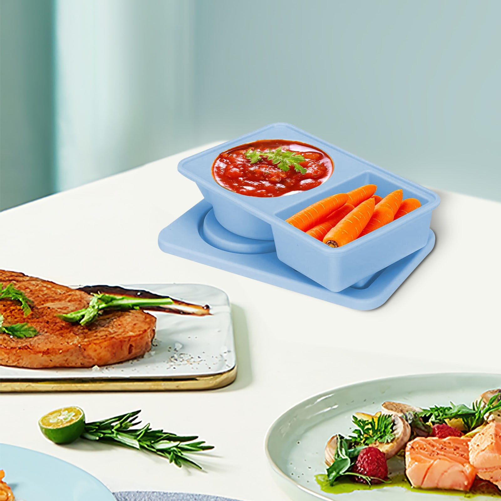 Double Compartment Snack & Seasoning Box | Mini Bento Box for Camping ...