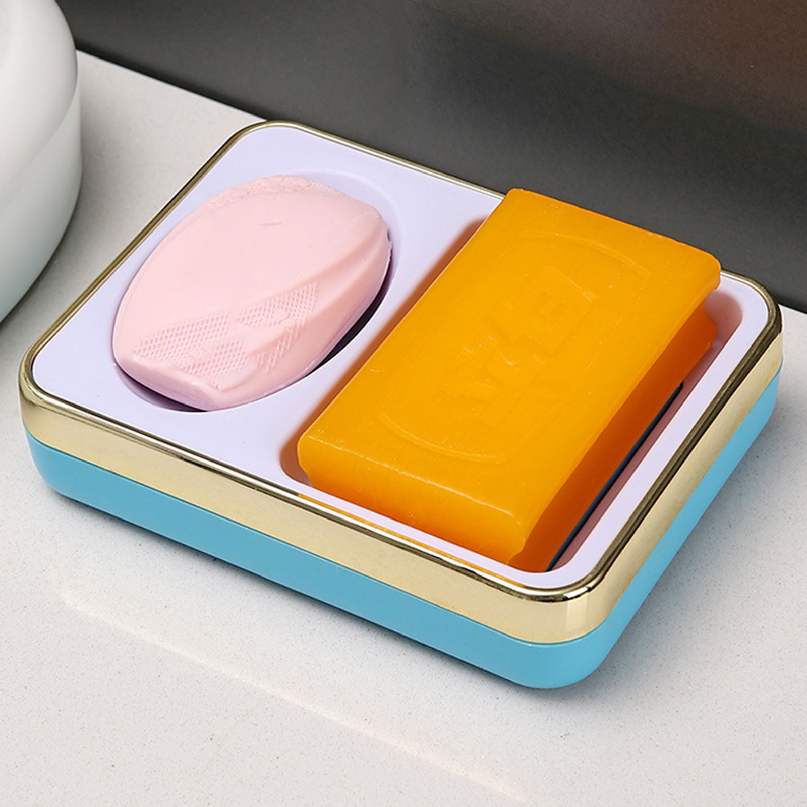Double Compartment Soap Box Bathroom Laundry Soap Organizer Large ...