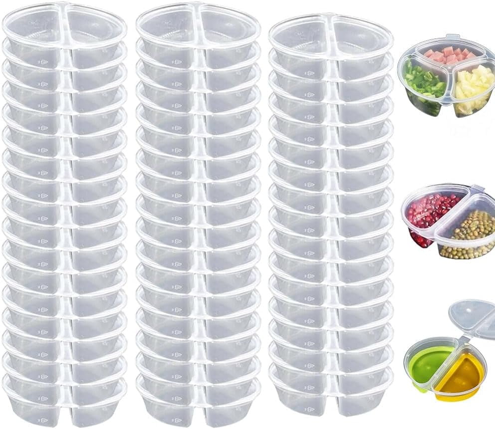 Double Condiment Containers with Lids, 2024 New Double Compartment ...