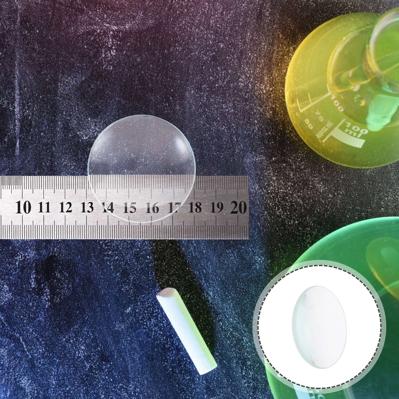 Double Convex Lens, Round Optical Lens Set 50mm/ 100mm Spherical ...