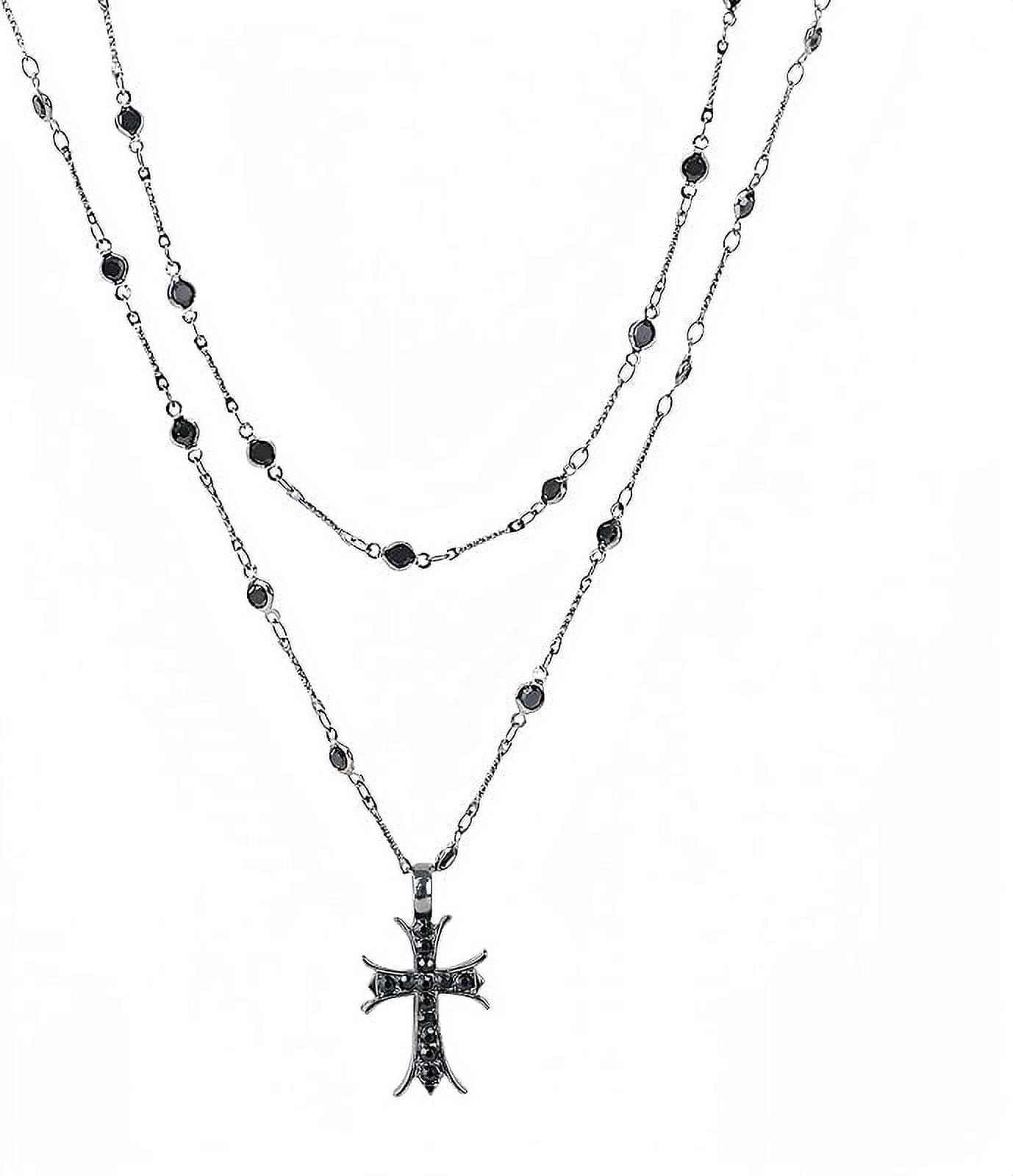 Double Cross Necklace Irregular Diamond Embedding Trend Hip Hop Fashion ...