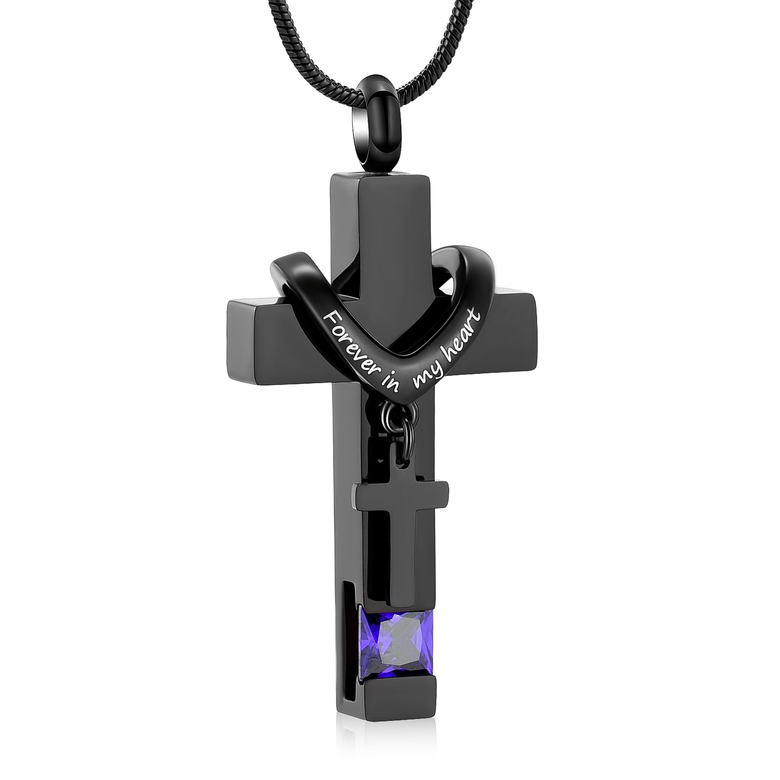 Double Cross Urn Necklaces for Ashes Birthstones Cremation Pendant Urns ...