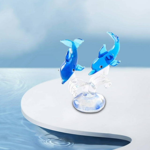 Double Crystal Glass Dolphins Figurines Collectibles, Miniature ...