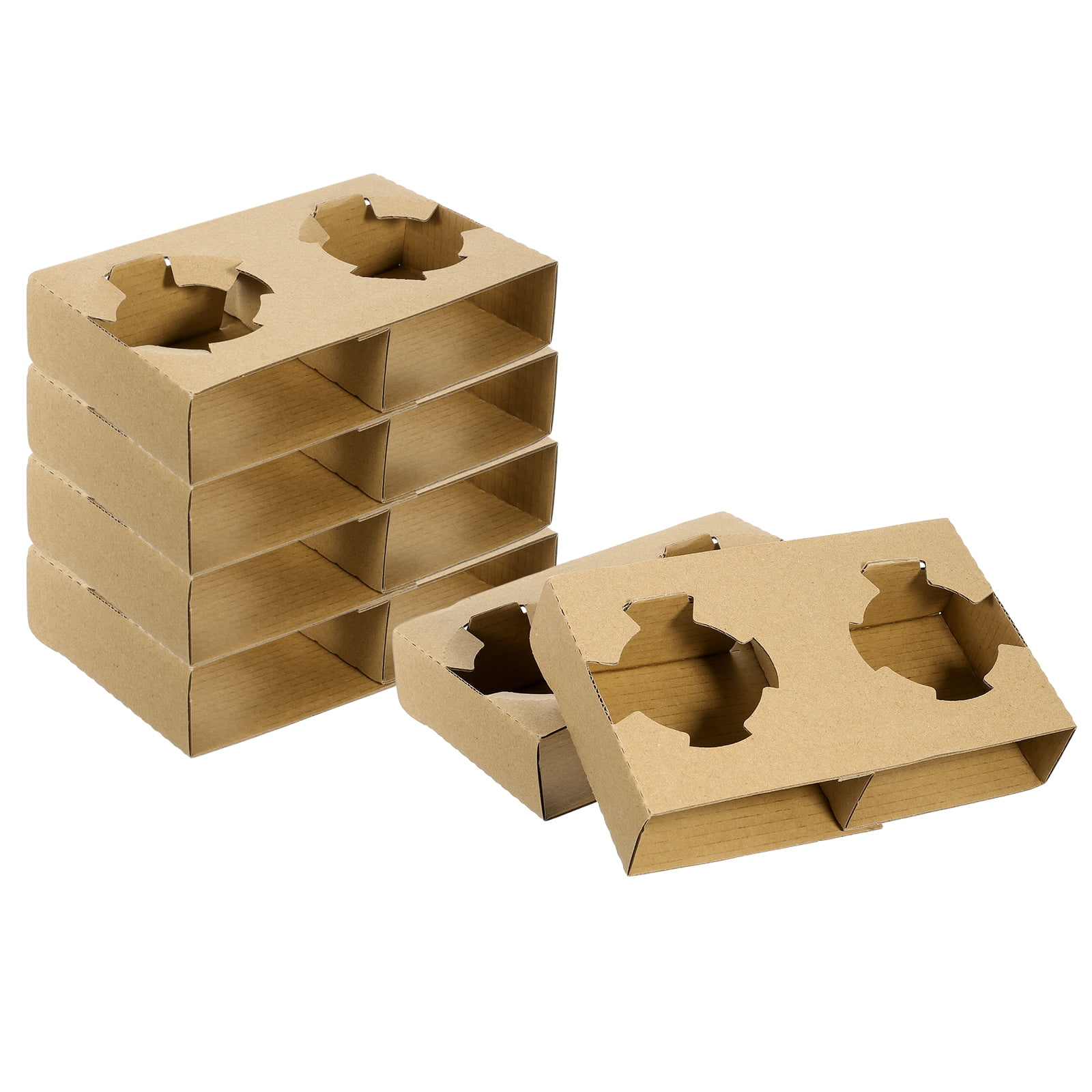 Double Cup Holder, 25 Pack Convenient Kraft Drink Carrier, Disposable ...
