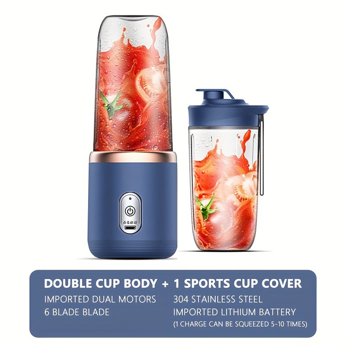 Double Cup Multifunction Usb Fruit Mixers Juicers Portable Electric ...