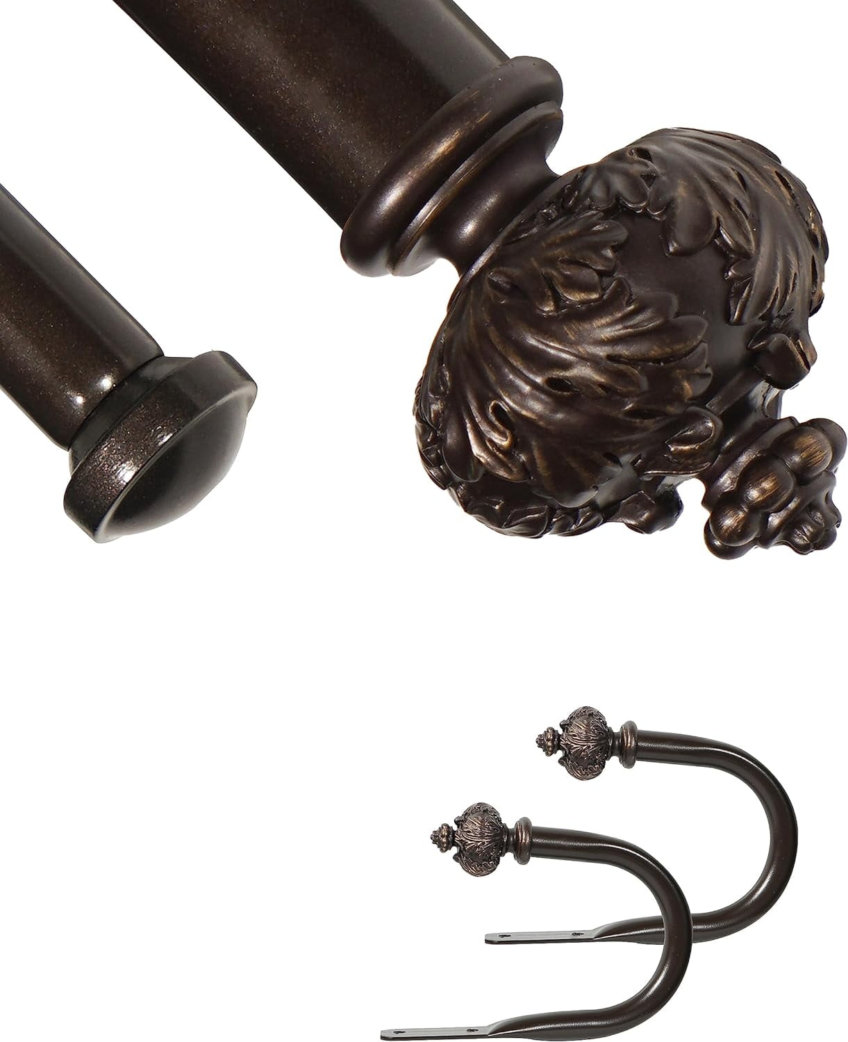 Curtain Rod Double 1 Inch Albert Finials, Steel Construction Holdbacks ...