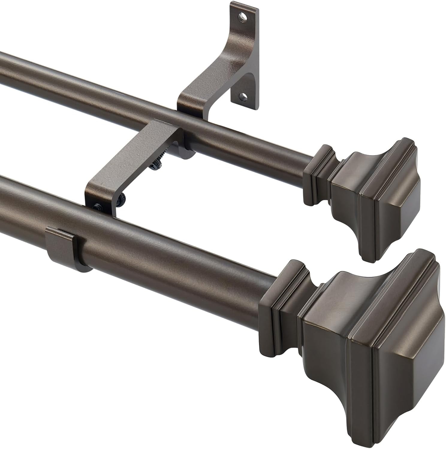 Double Curtain Rod, 1 inch Adjustable Heavy Duty Drapery Double Rod for ...