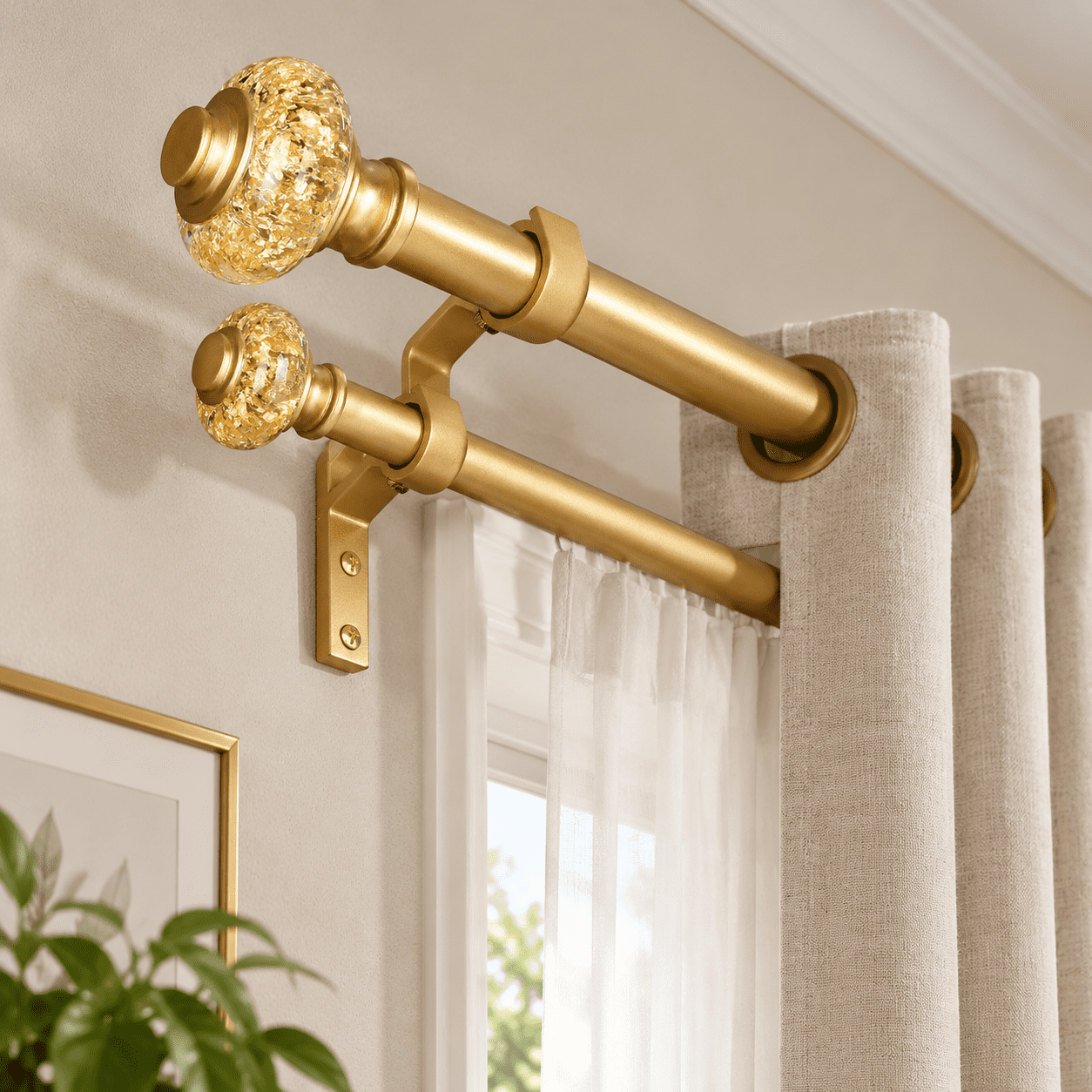 Double Curtain Rod 36-153 Inch Decorative Crystal Dual Rods - Walmart.com