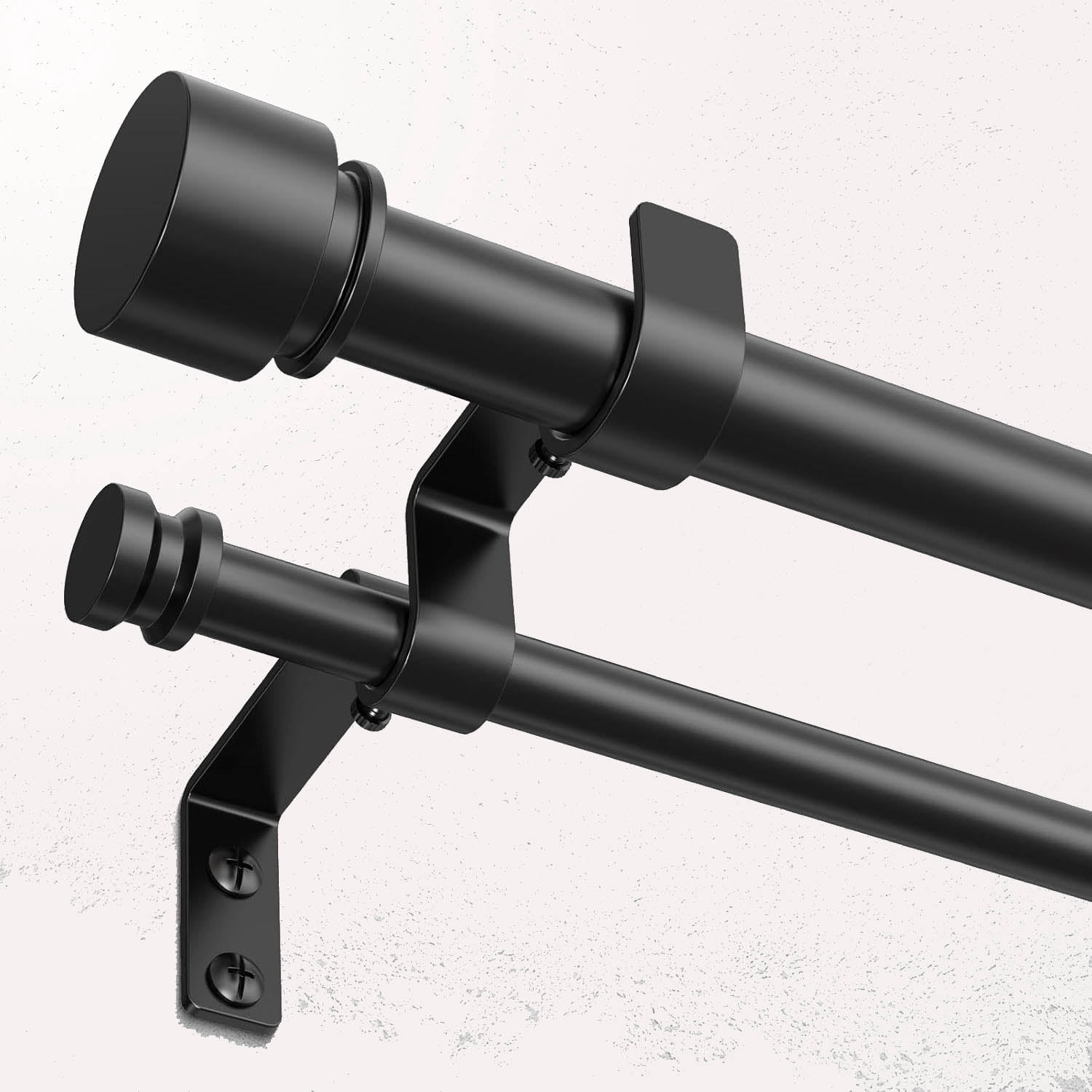 Double Curtain Rod, Black Extra Long Dual Curtain Rod for Windows ...