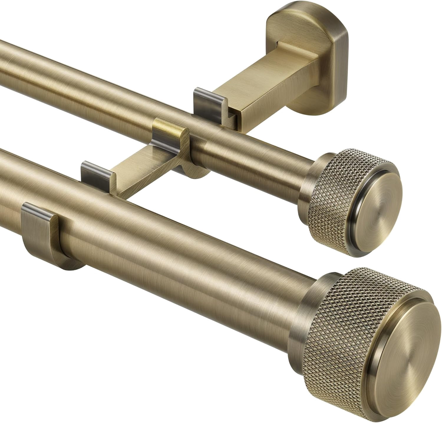 Double Curtain Rod - Premium Nonadjustable Drapery Rods - Heavy Duty ...