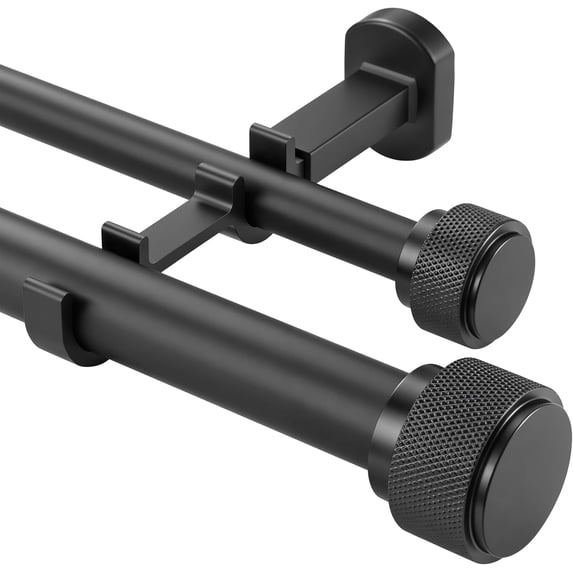 Double Curtain Rod - Premium Nonadjustable Drapery Rods - Heavy Duty ...