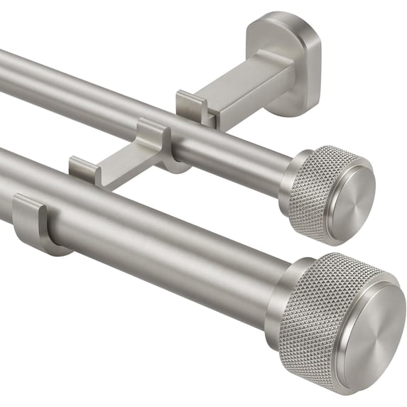 Double Curtain Rod - Premium Nonadjustable Drapery Rods - Heavy Duty ...