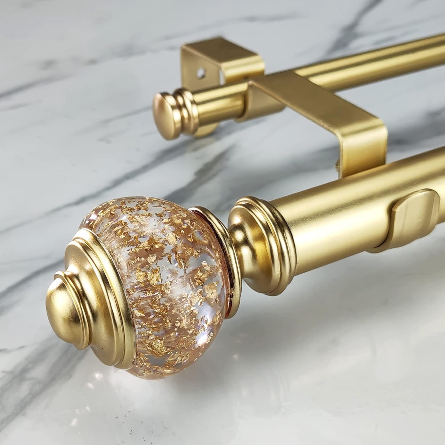 Double Curtain Rod Set:1-1/8 Inch Diameter Luxury Gold Curtain Rods, 36 ...