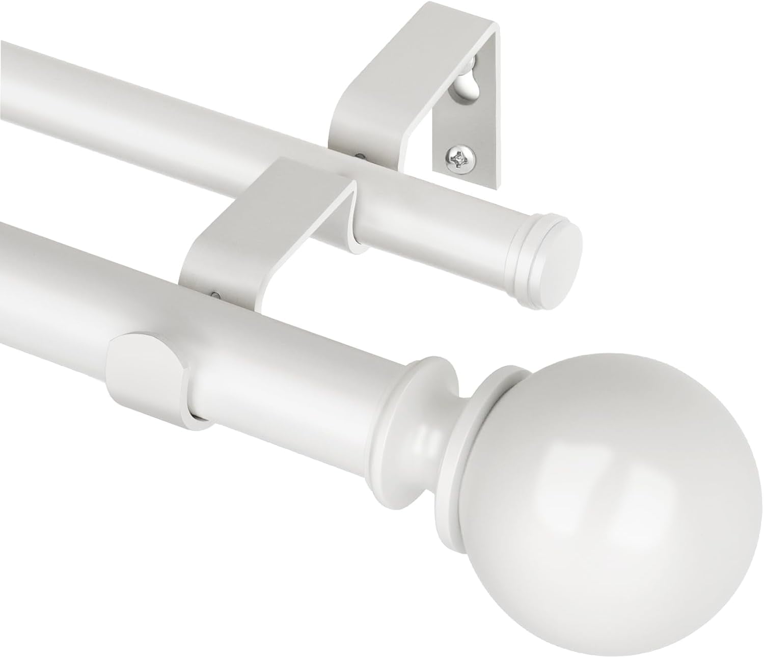Double Curtain Rod in Ivory White, Adjustable 72-144 Inch, 1 Inch Heavy ...