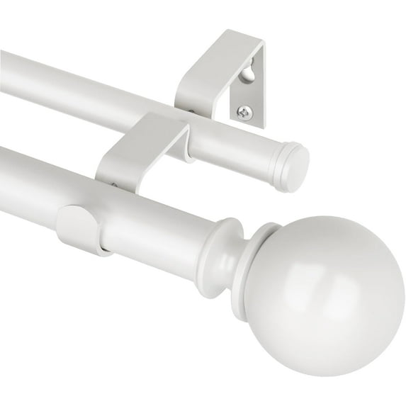 Double Curtain Rod in Ivory White, Adjustable 72-144 Inch, 1 Inch Heavy ...