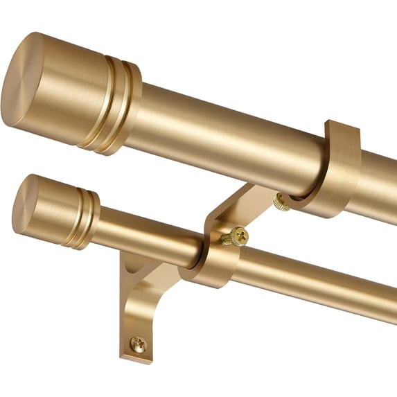 Brushed Gold Double Curtain Rods, Adjustable 144-164 Inches, 1 Inch ...