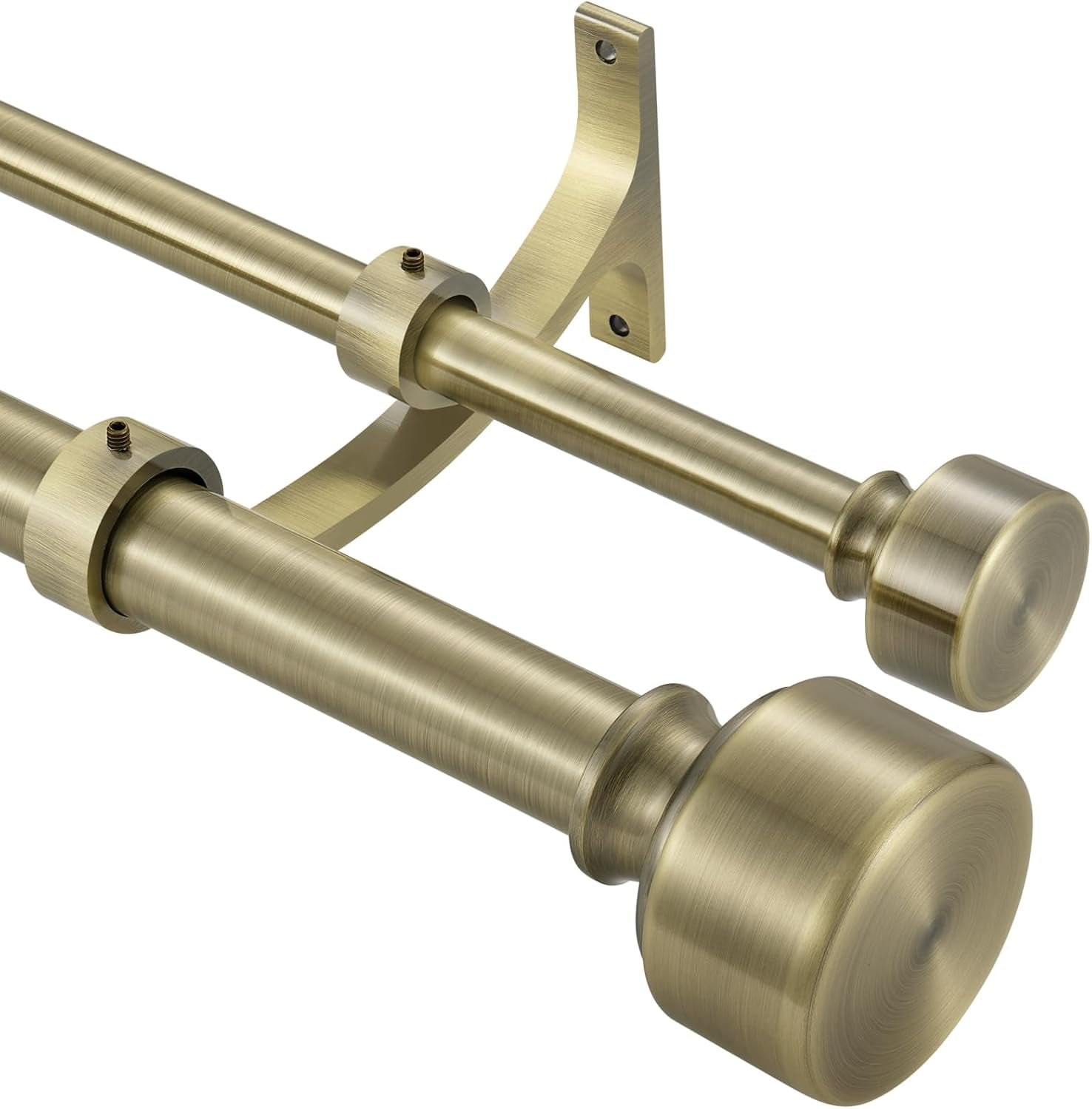 Double Curtain Rods 48-84 Inch, Antique Bronze Double Drapery Rod with ...