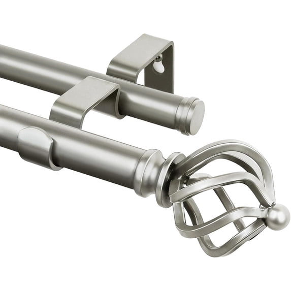 Double Curtain Rods 66 to 120 Inches (5.5-10 Feet), Dual Telescoping ...